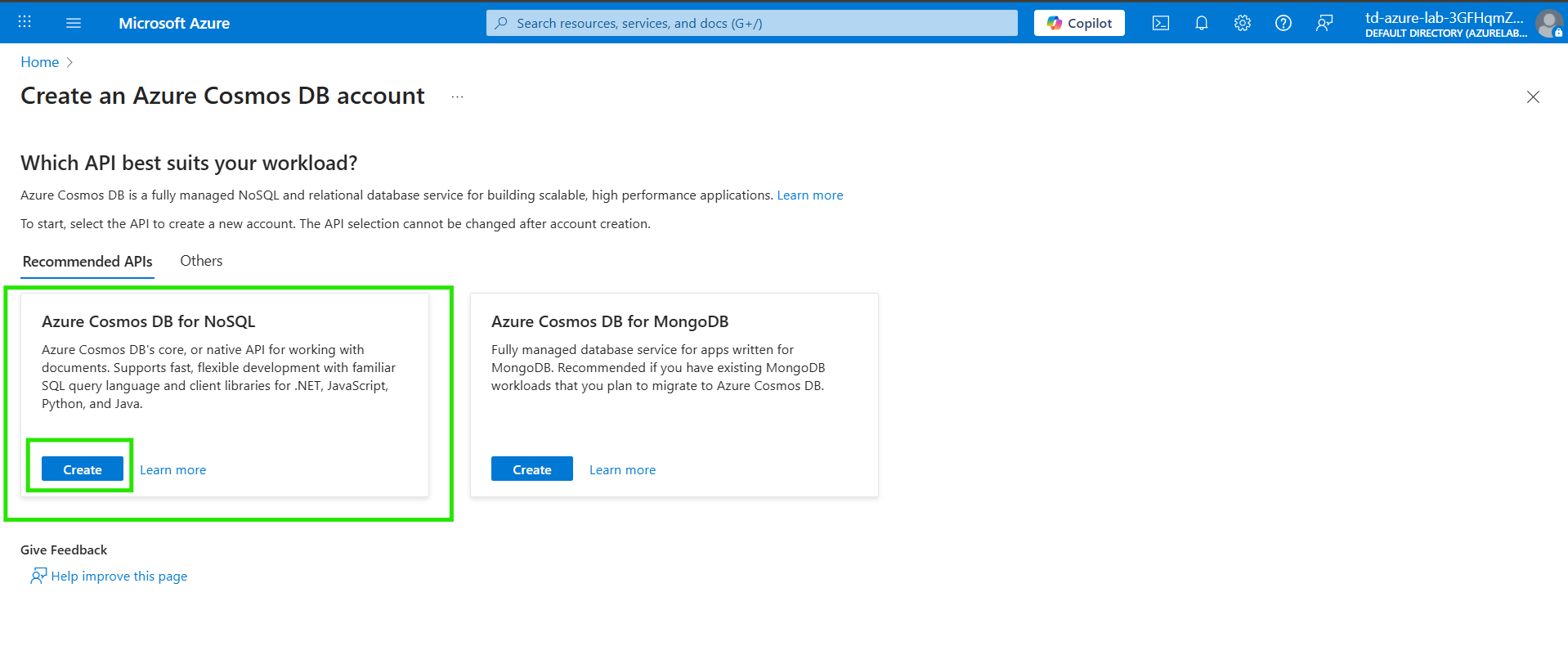 Guided Lab: Creating an Azure Cosmos DB for NoSQL account - Tutorials Dojo