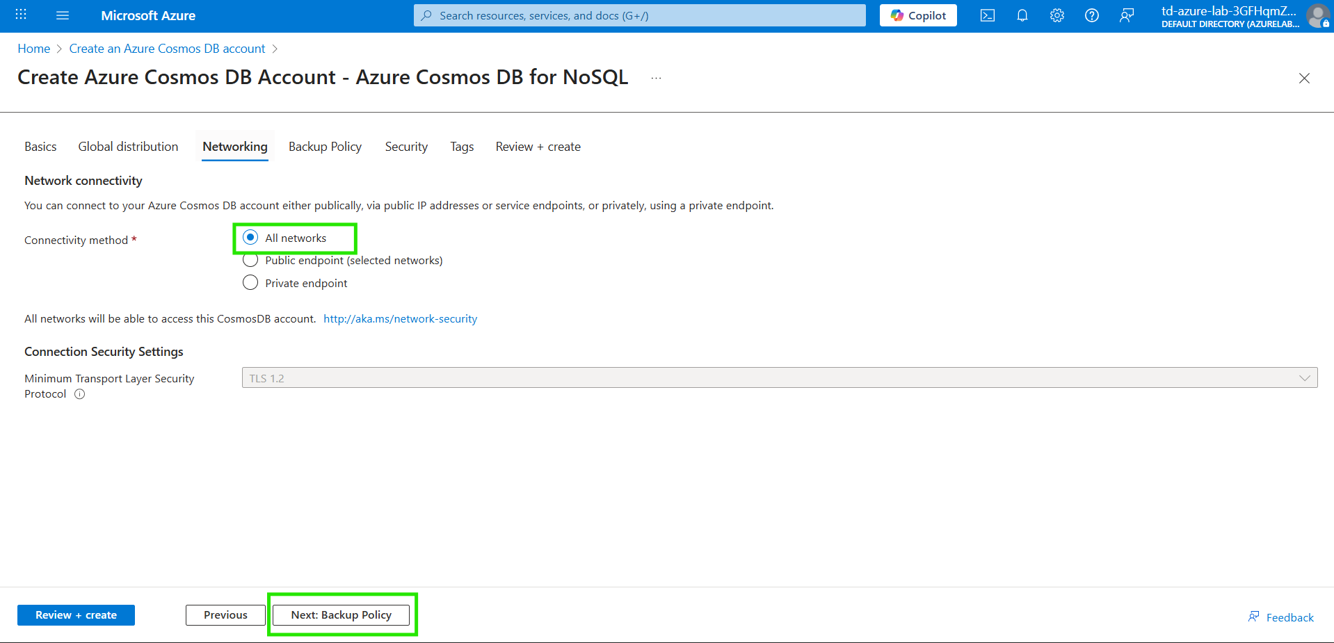 Guided Lab: Creating an Azure Cosmos DB for NoSQL account - Tutorials Dojo