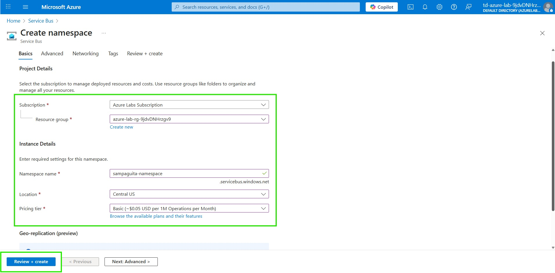 Guided Lab: Creating an Azure Service Bus Namespace - Tutorials Dojo