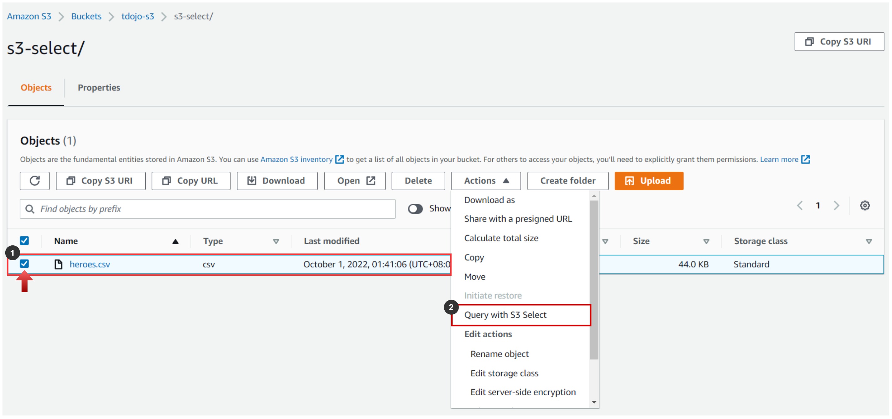 Hands On Lab Querying Data Using S3 Select Tutorials Dojo
