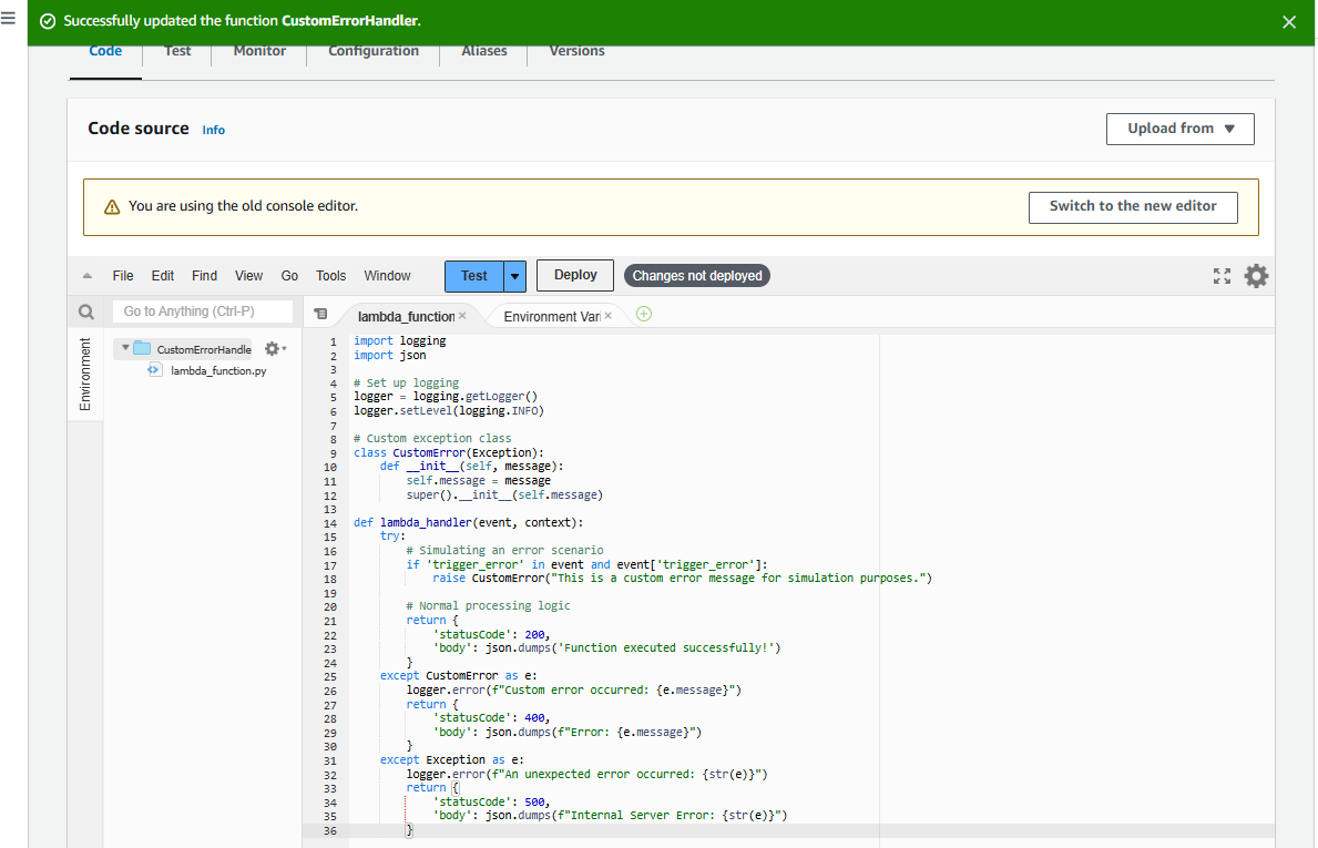 Guided Lab: Custom Error Handling with AWS Lambda - Tutorials Dojo