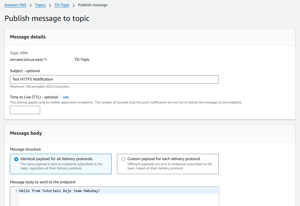 Guided Lab: Creating an Amazon SNS HTTPS Subscription - Tutorials Dojo